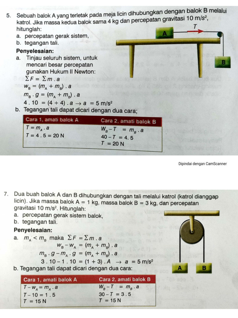 Modul 7 Pertemuan Ke-3 Contoh Soal Aplikasi Hukum Newton Pada Katrol | PDF