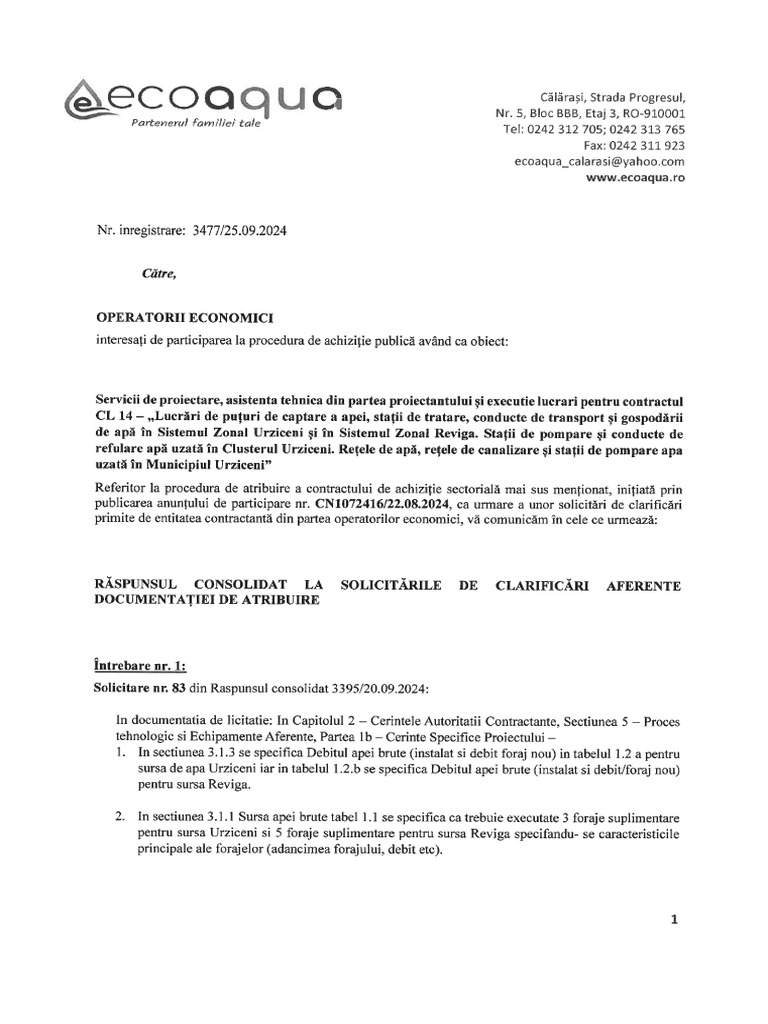 Raspuns Consolidat Solicitari Clarificari Documentare Nr. 2 | PDF