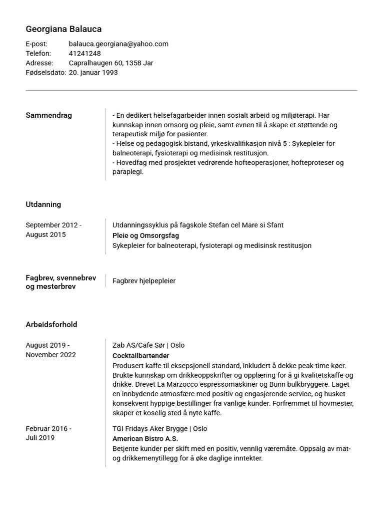 CV Georgiana.balauca | PDF