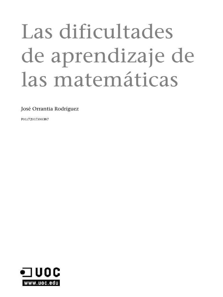 Aprendizaje De Las Matematicas Pdf