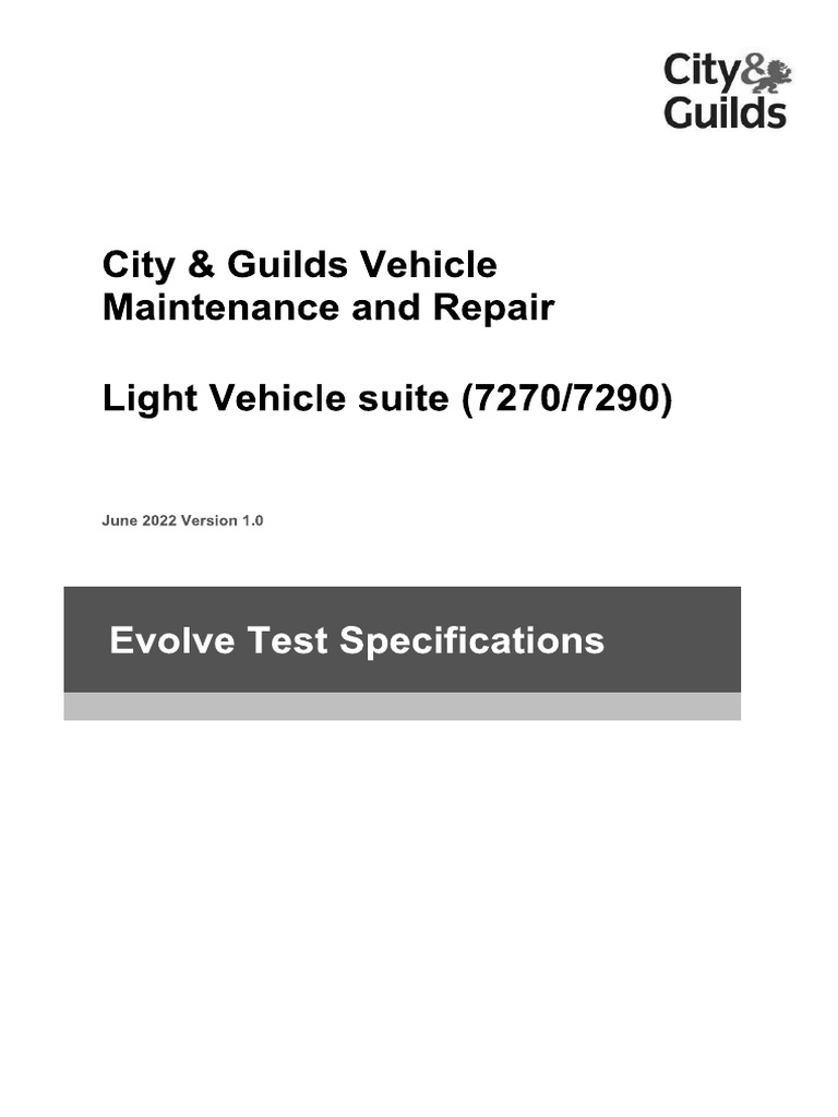 Light Vehicle suite (7270-7290) Evolve Test Specifications | PDF
