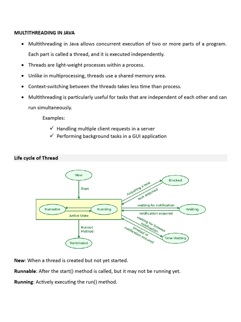 Multithreading in Java | PDF | Thread (Computing) | Process (Computing) Multithreading in Java | PDF | Thread (Computing) | Process (Computing)