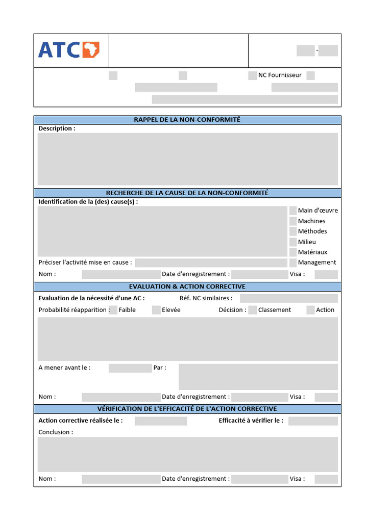 EN-SMQ-004 Fiche D'action Corrective | PDF