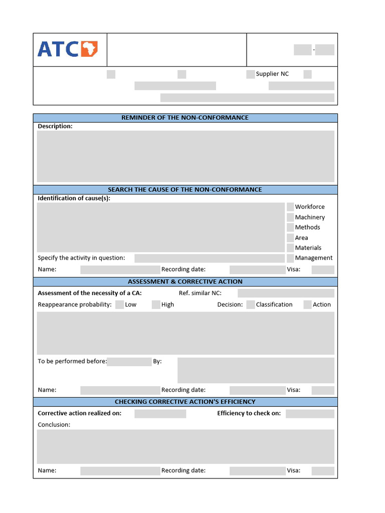 EN-SMQ-004 Corrective Action Form | PDF