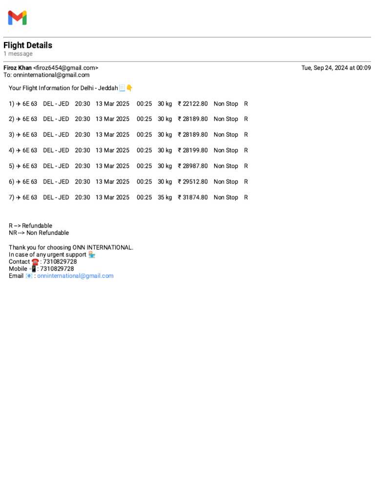 Gmail - Flight Details | PDF
