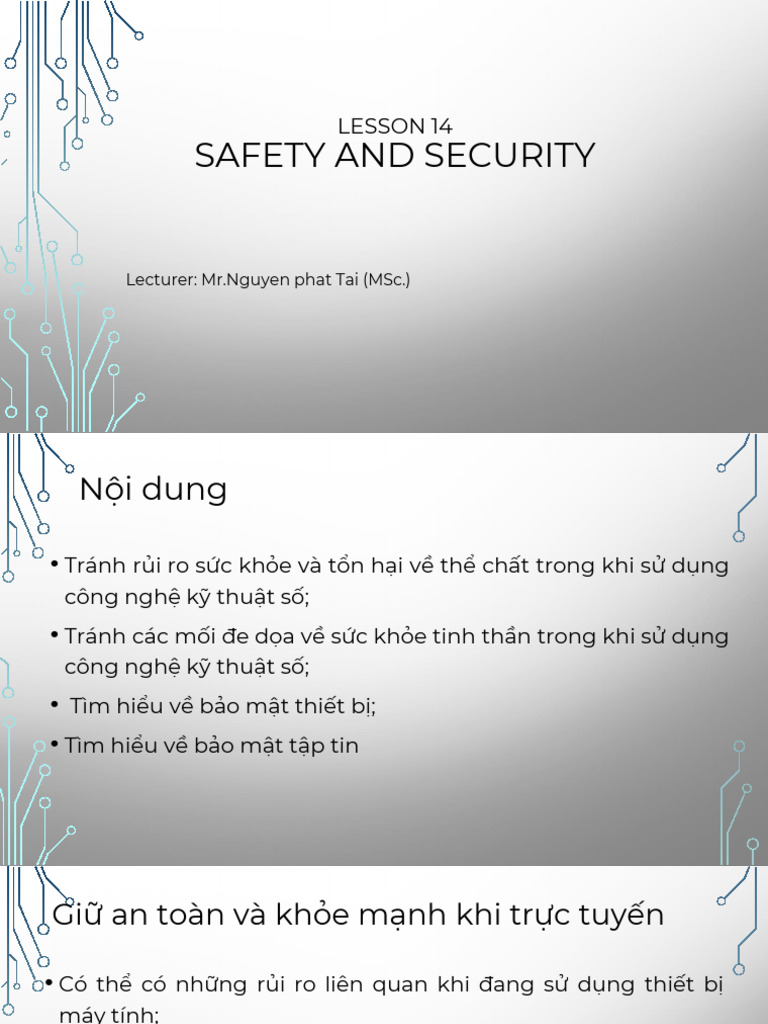 Lesson 14 - Safety and Security | PDF