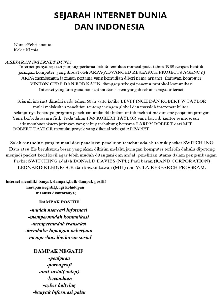 SEJARAH INTERNET DUNIA DAN INDONESIA_20240912_123544_0000 | PDF
