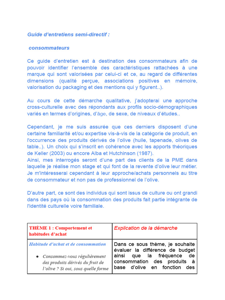 Guide d'Entretien Consommateur | PDF