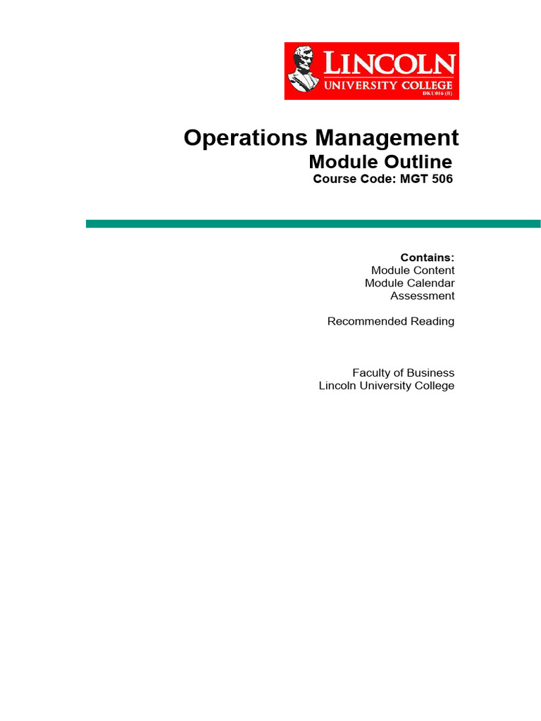 0 ODL MGT 506 Module Outline (1) | PDF