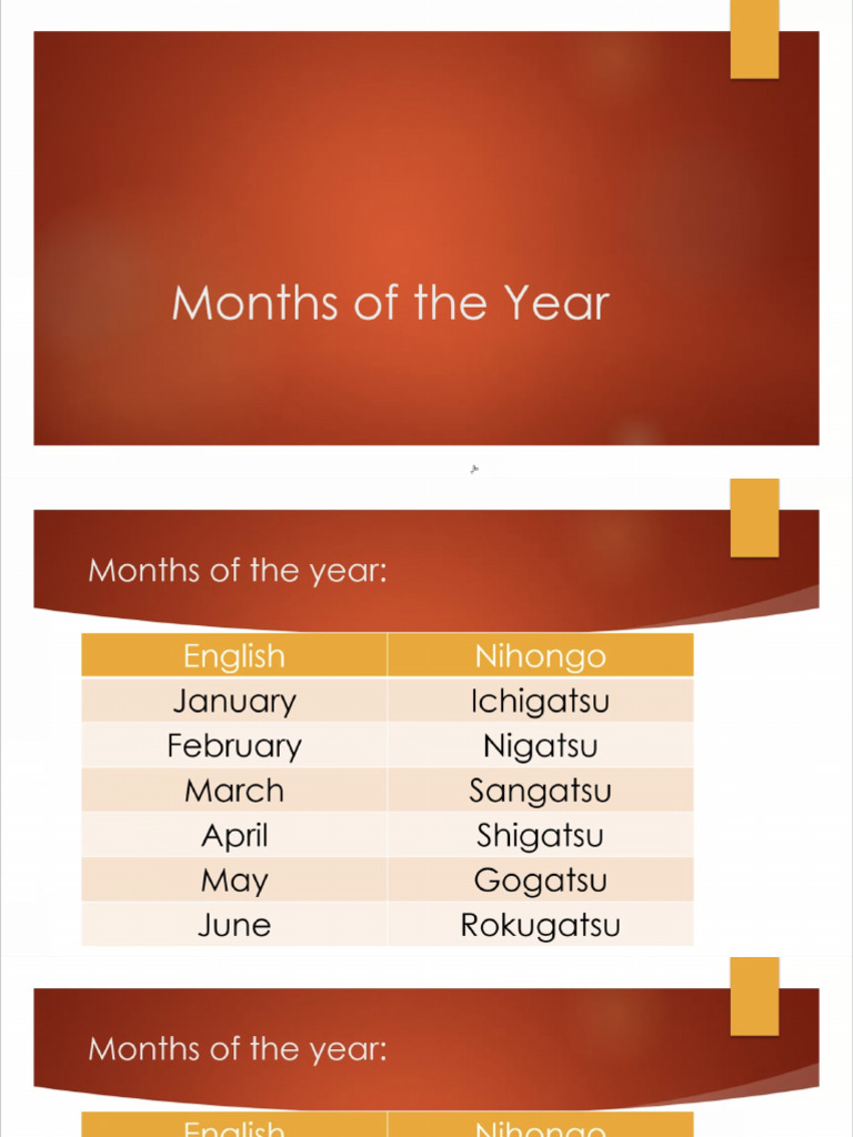 Months of The Year (Nihongo) | PDF