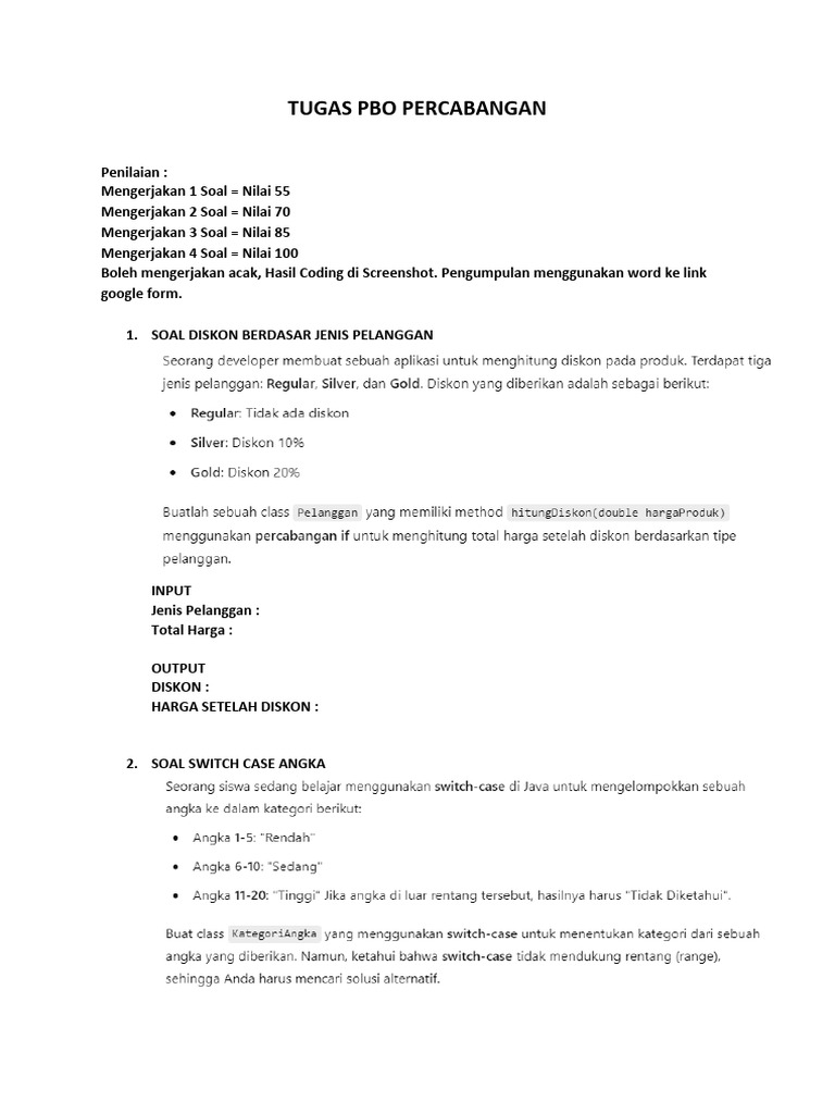 Tugas Pbo Percabangan | PDF