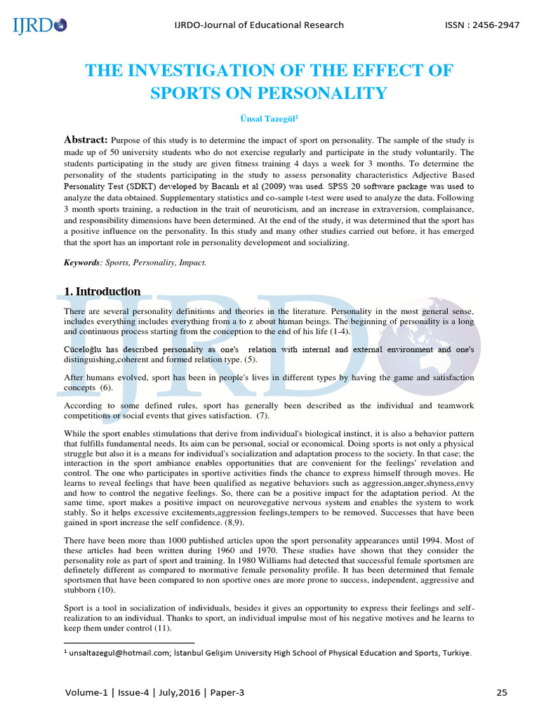 The Investigation of The Effect of Sport | PDF