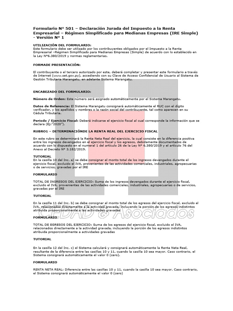 Instructivo Del Nuevo Formulario 501 Del Ire Simple | PDF