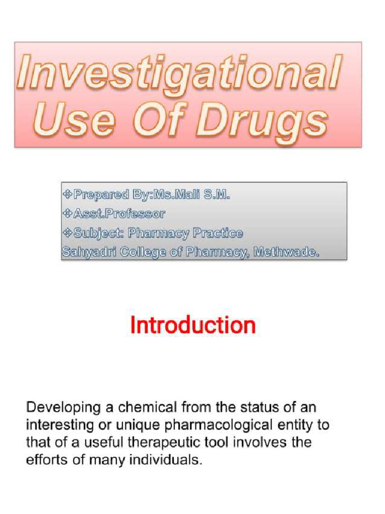 Investigational Use of Drugs | PDF