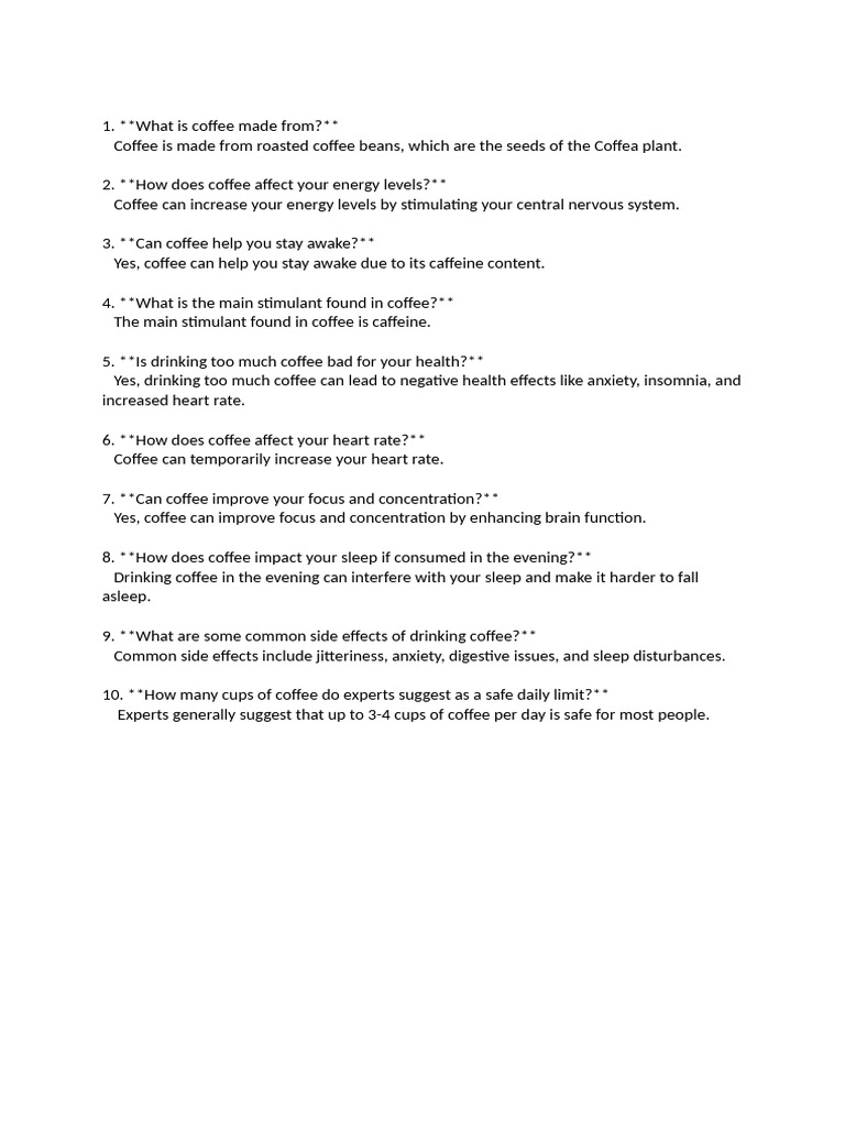Coffee Questions | PDF