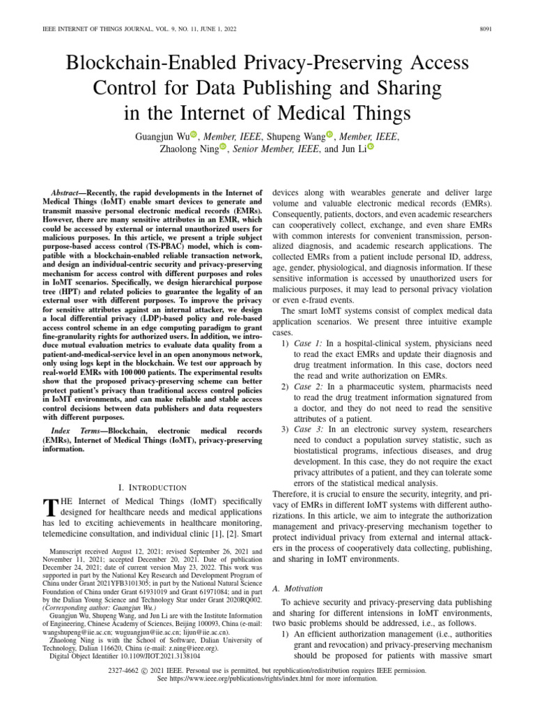 Blockchain-Enabled Privacy-Preserving Access Control For Data Publishing and Sharing in The ...