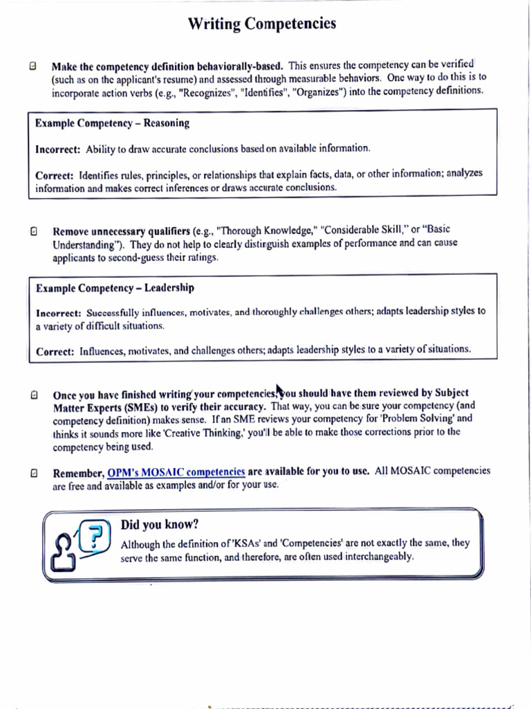 writing competencies | PDF