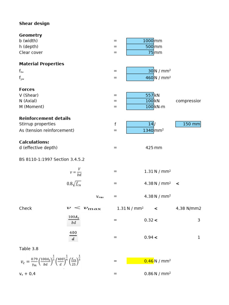 Shear Design BS8110 | PDF
