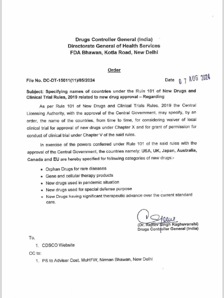 CDSCO Waiver For Phase-III circular-7-Aug-24-Trial | PDF