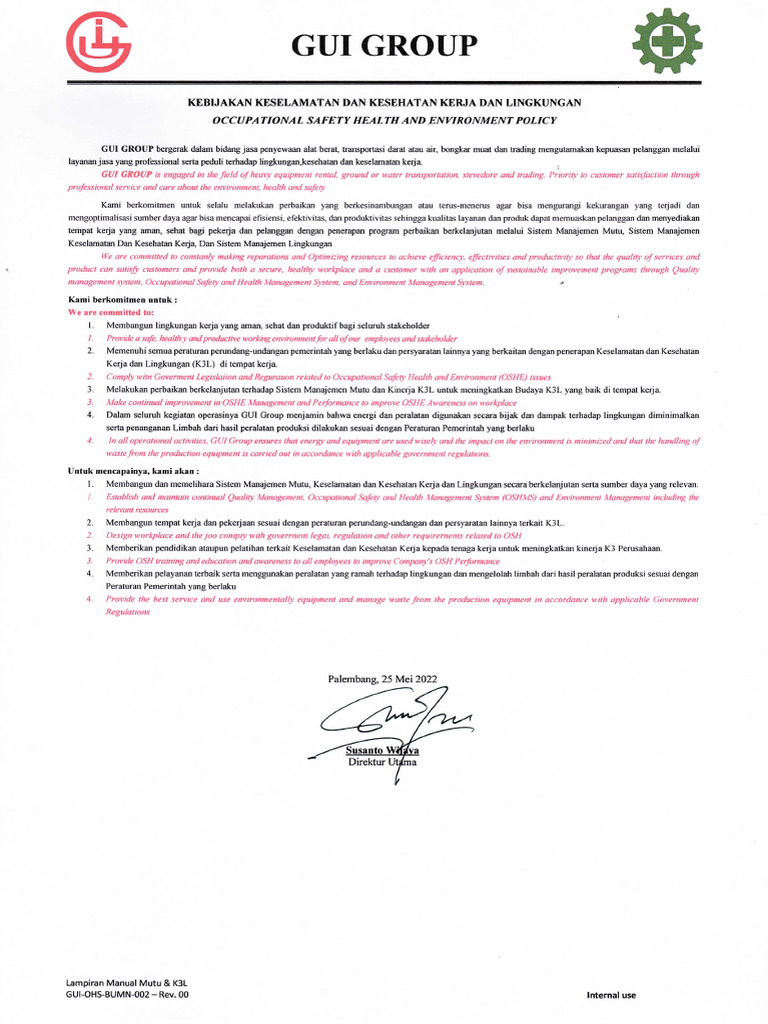 Kebijakan Mutu Dan K3L | PDF