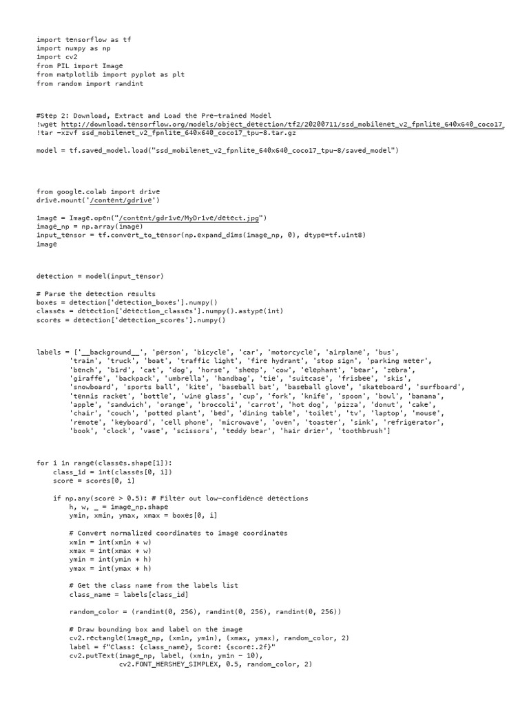 Lab 8 - Object Detection - Eg1 | PDF