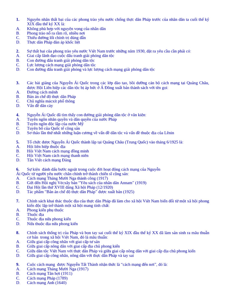 CH tracnghiem C1 - Copy - Copy | PDF