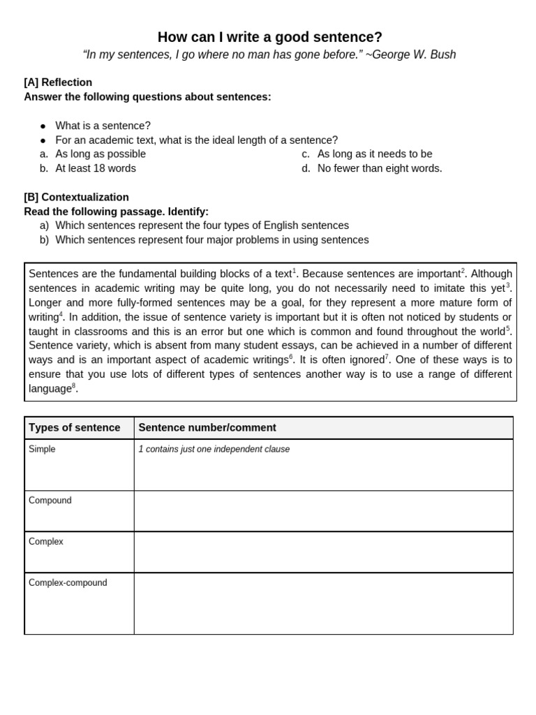 How Can I Write A Good Sentence | PDF
