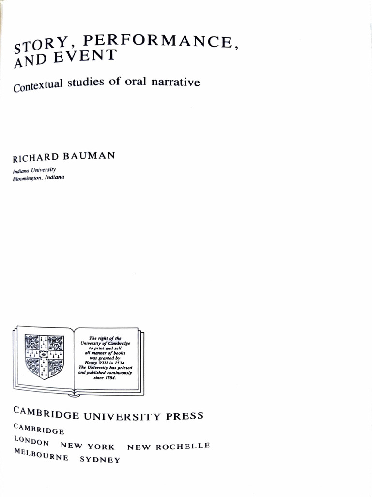 Richard Bauman | PDF | Narrative | Classics