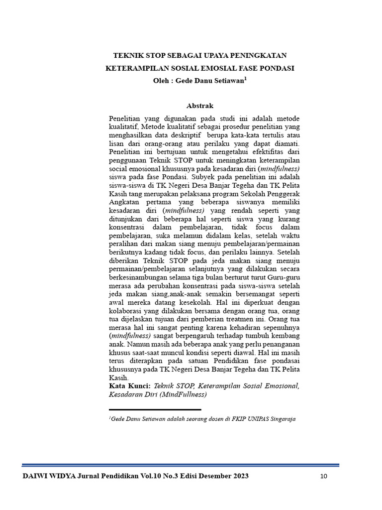 Teknik Stop Sebagai Upaya Peningkatan Keterampilan | PDF