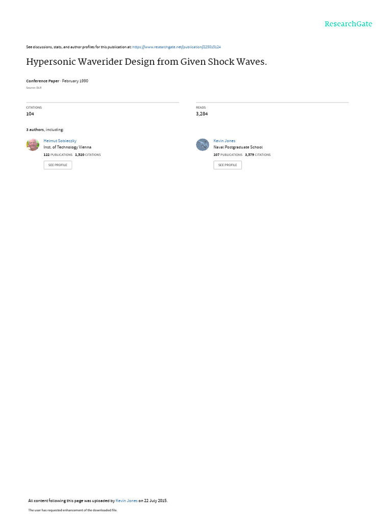 Hypersonic Waverider Design From Given Shock Waves | PDF