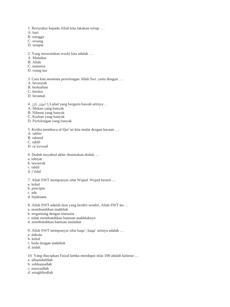 latihan uas kls 3 | PDF