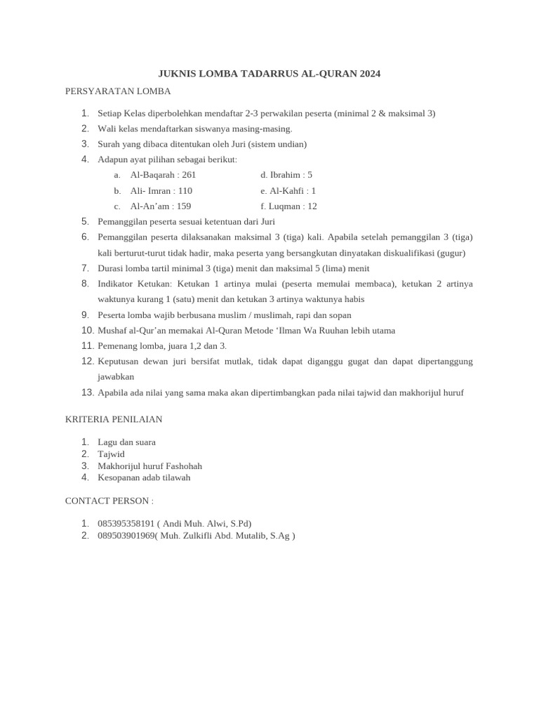 Juknis Tadarrus | PDF