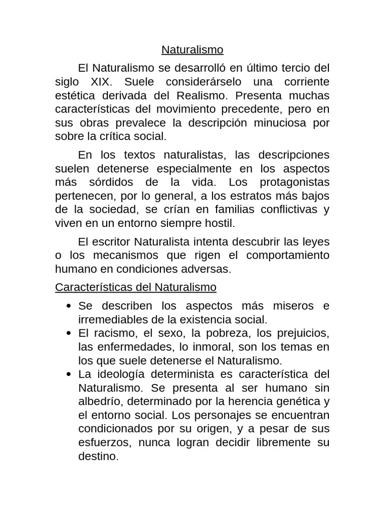 Naturalismo - Teoría | PDF