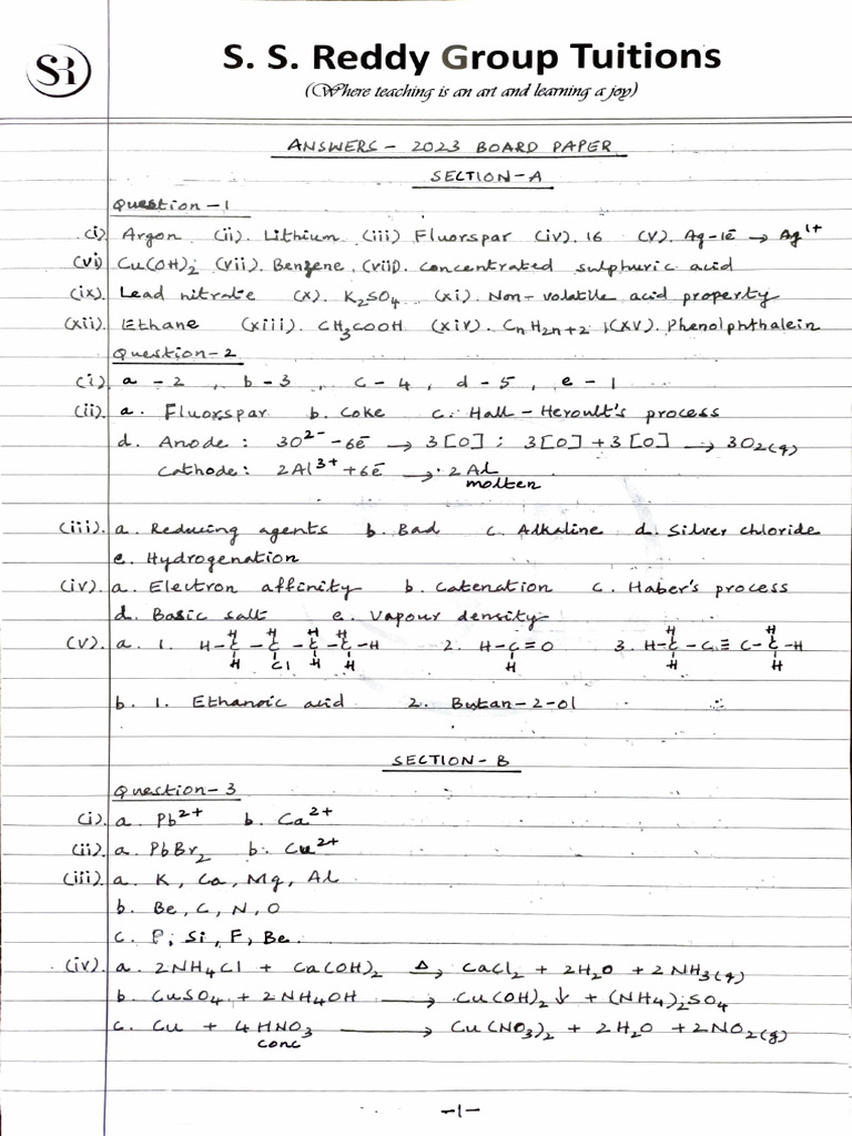 2023 Board Paper Answers | PDF
