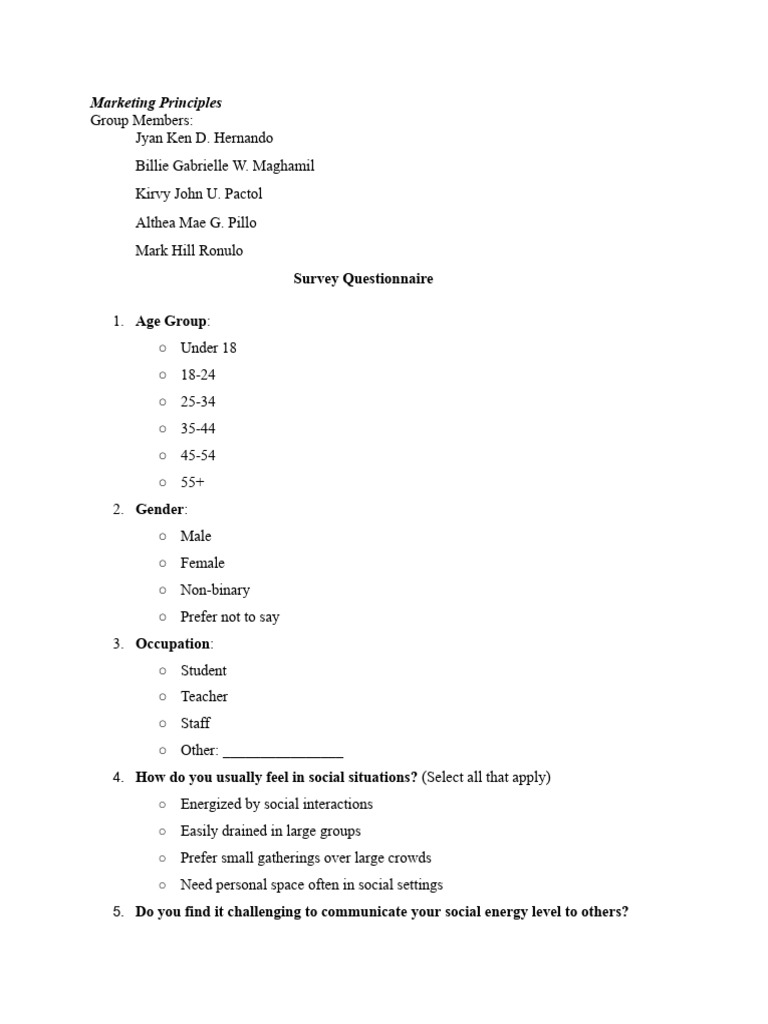 G6 Mini-FS Questionnaire | PDF