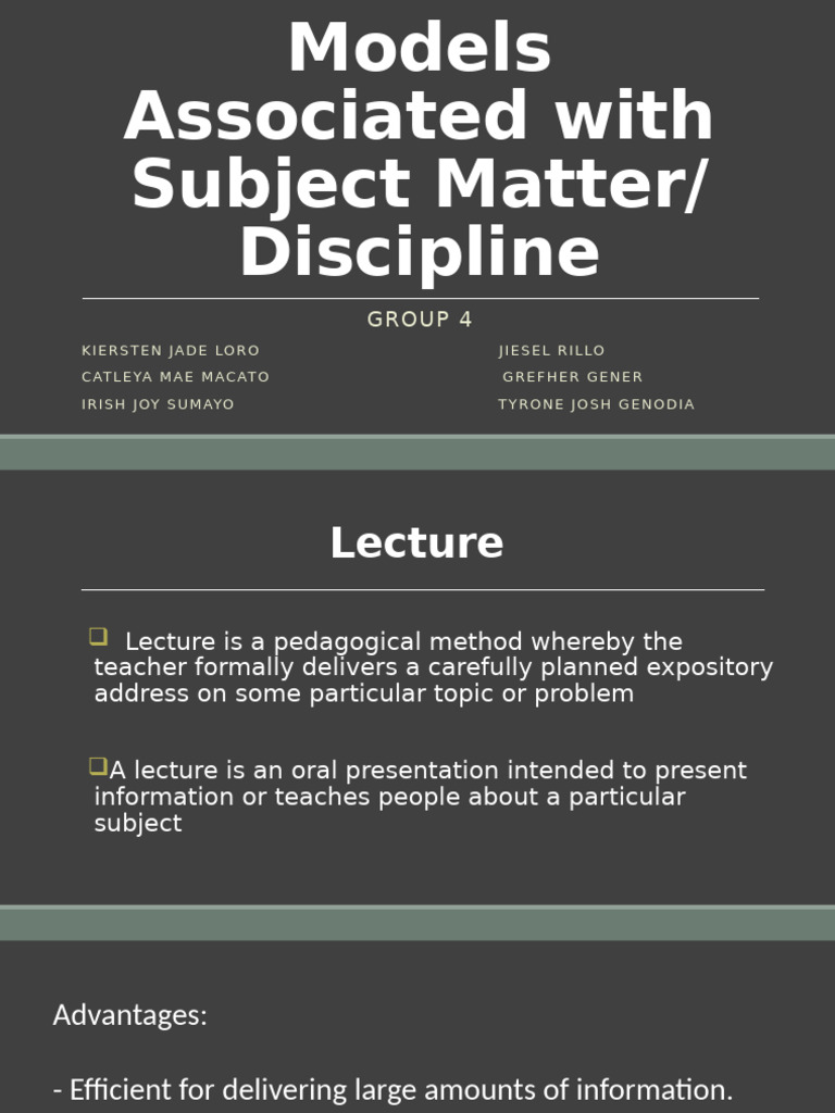 Models Associated With Subject Matter | PDF
