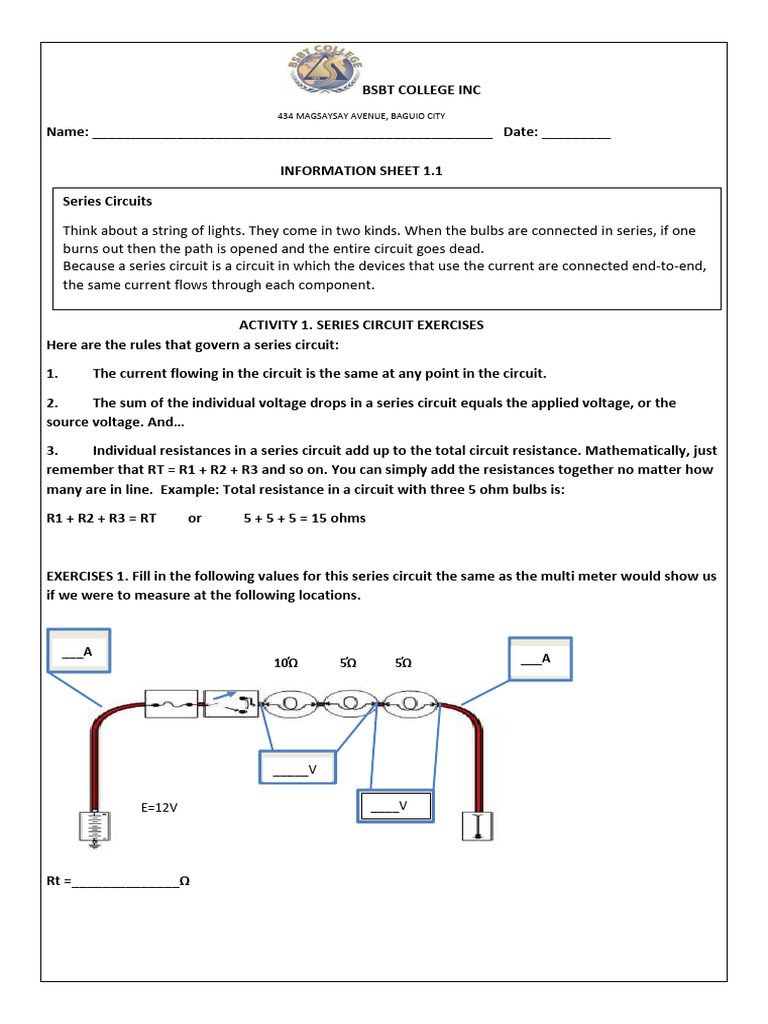 Series Circuit Exercises Revised 2024 | PDF