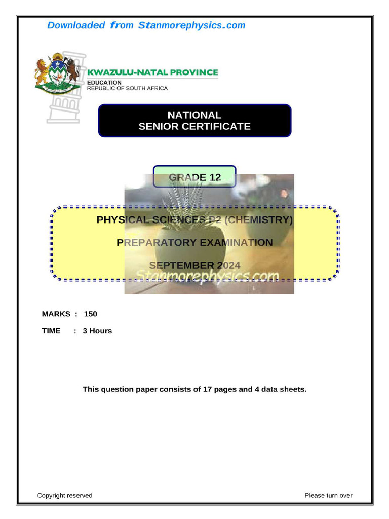 KZN Physical Sciences Grade 12 September 2024 P2 and Memo | PDF