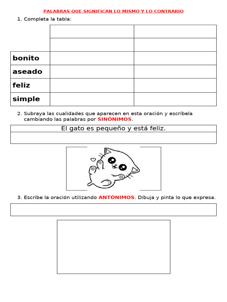 sinónimos y antónimos | PDF