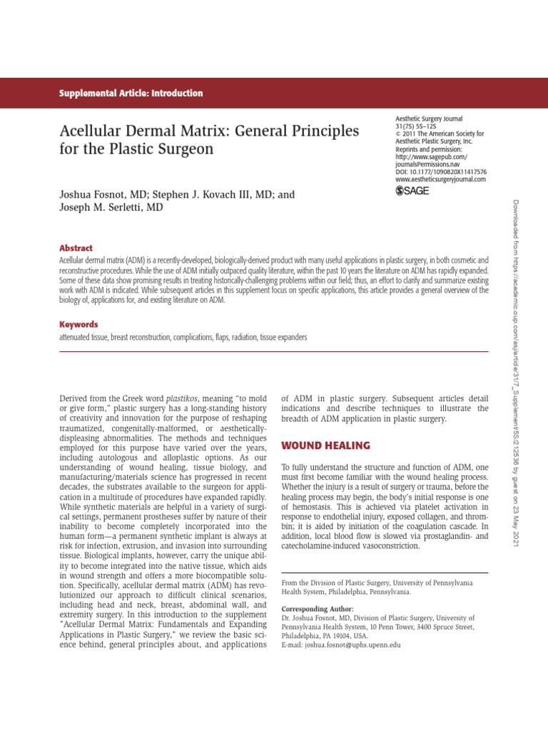 Clinical Use of ADM in Different Condition and Names of Diif ADM | PDF