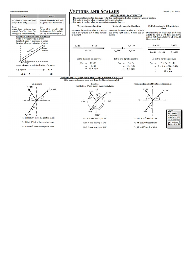 Notes Vectors and Scalars | PDF