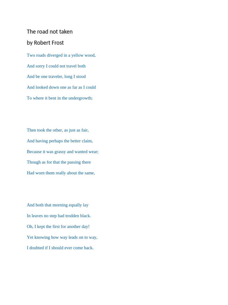 The Road Not Taken | PDF