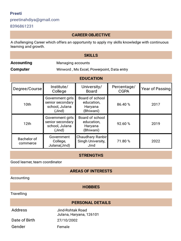 Resume Preeti Format7-1 | PDF