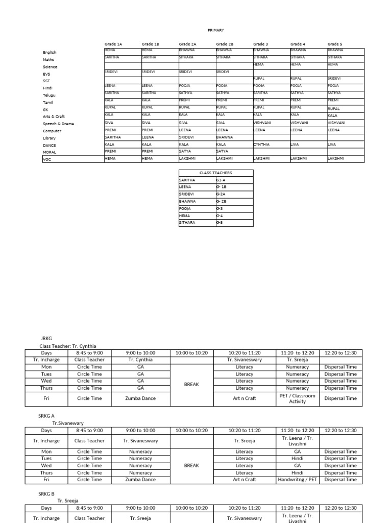 Academic Time Table - Semester 1 (2024-25) | PDF