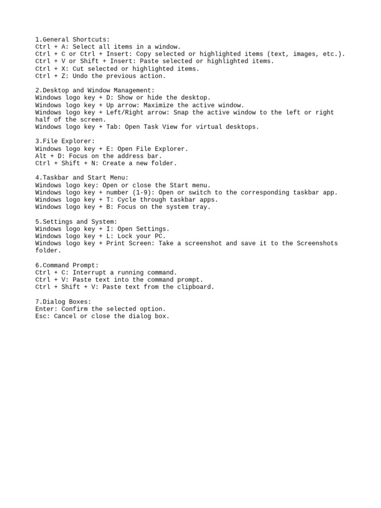 1.General Shortcuts | PDF 1.General Shortcuts | PDF