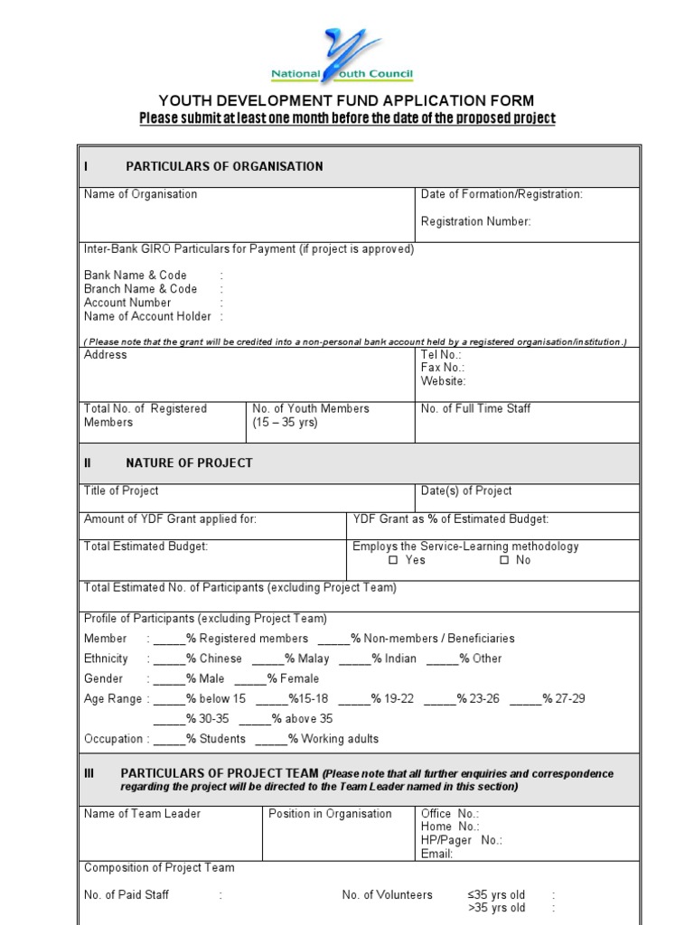 Youth Development Fund Application Form | PDF | Government Budget Balance | Economies