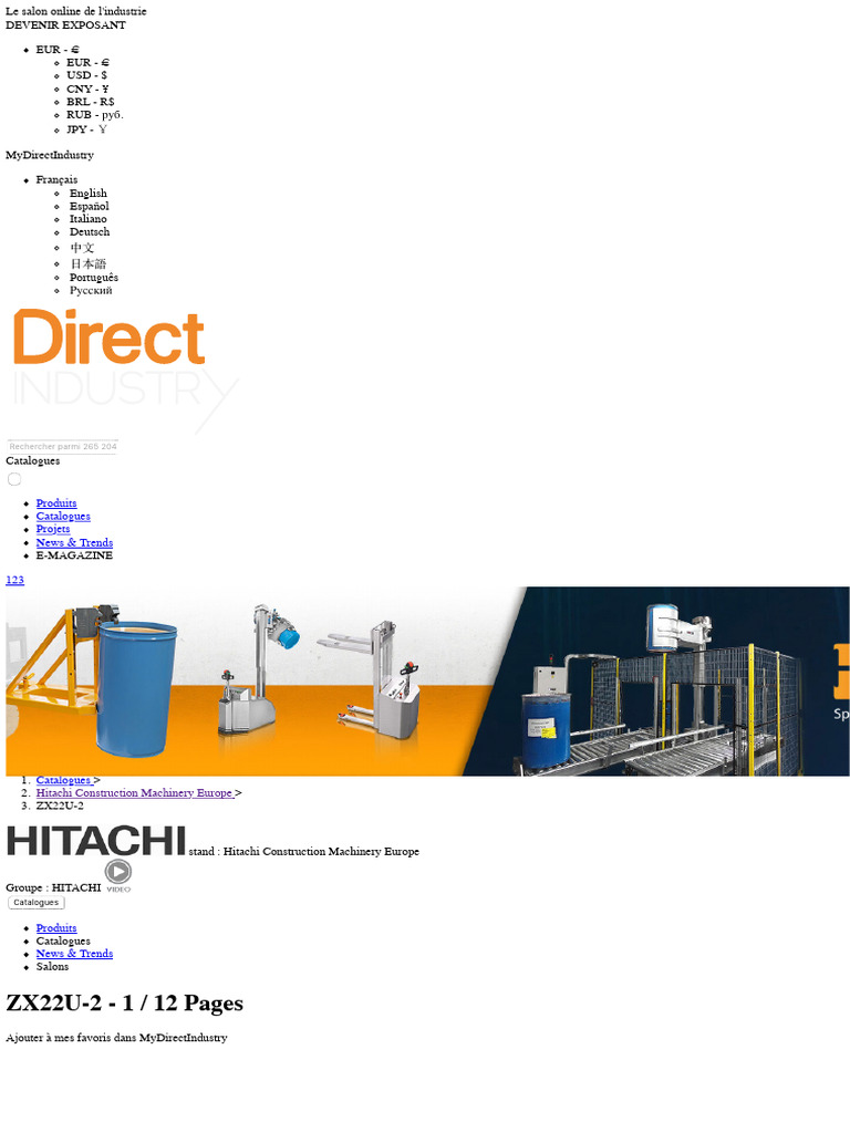 ZX22U-2 - Hitachi Construction Machinery Europe - Catalogue PDF Documentation Technique Brochure ...