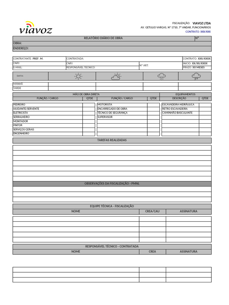 Modelo - Relat-Rio Di-Rio de Obra | PDF