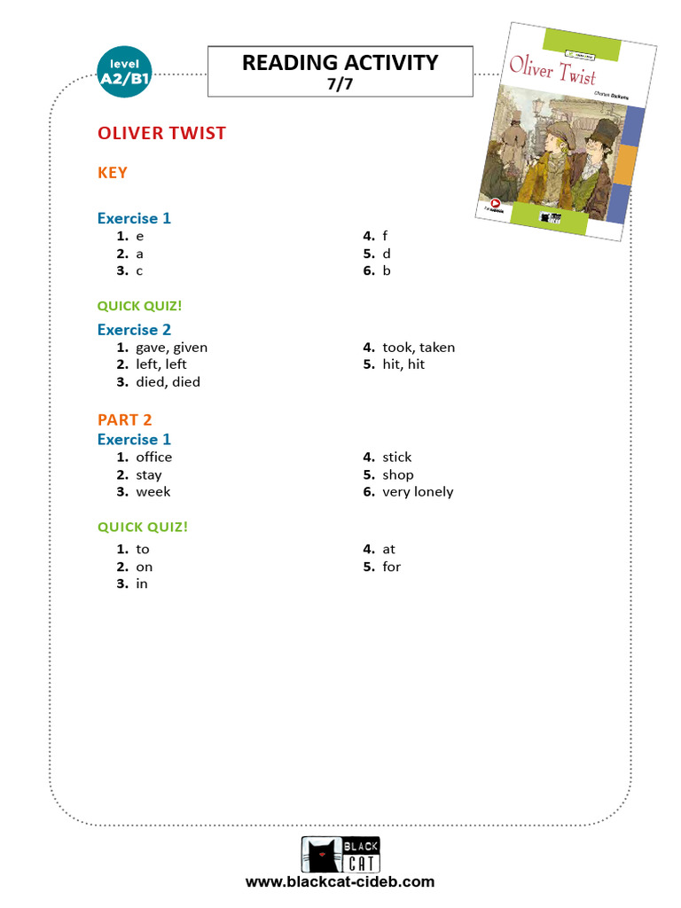 Oliver Twist Reading Activity Answer Keys | PDF