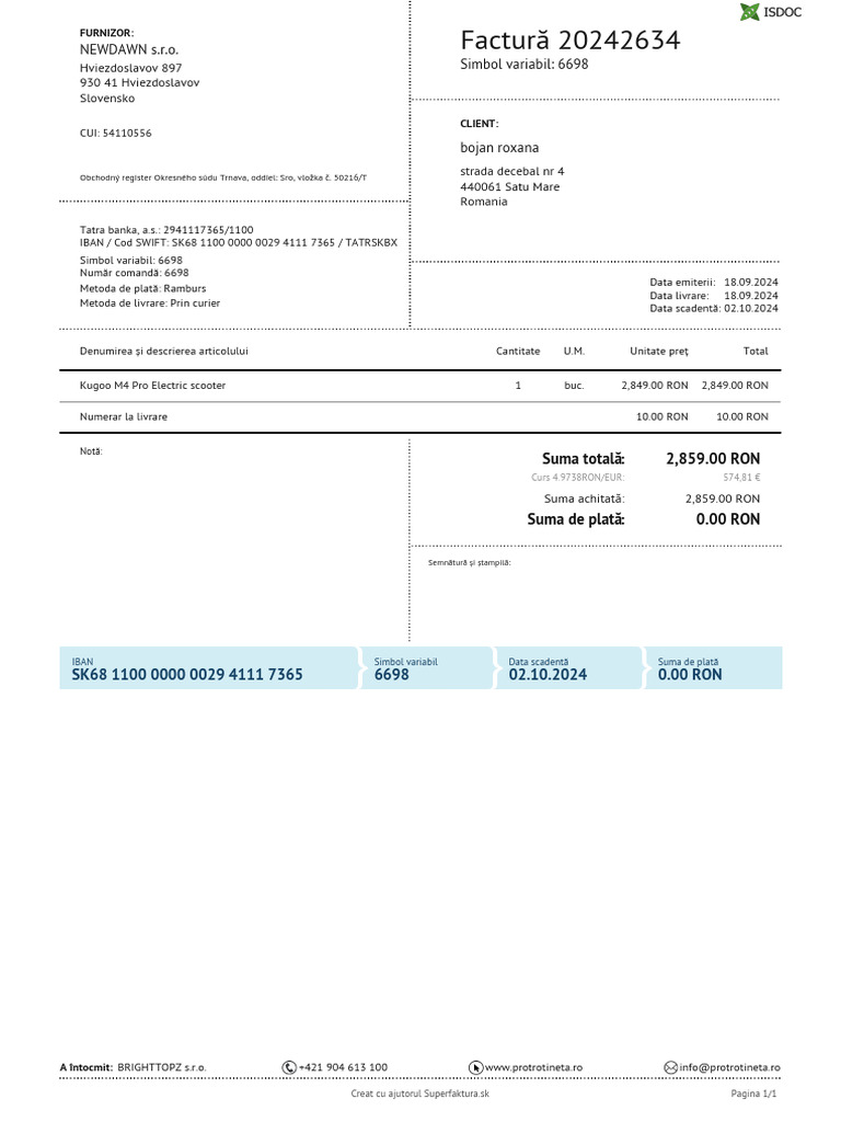 NEWDAWN S.R.O. Simbol Variabil: 6698: Hviezdoslavov 897 930 41 ...